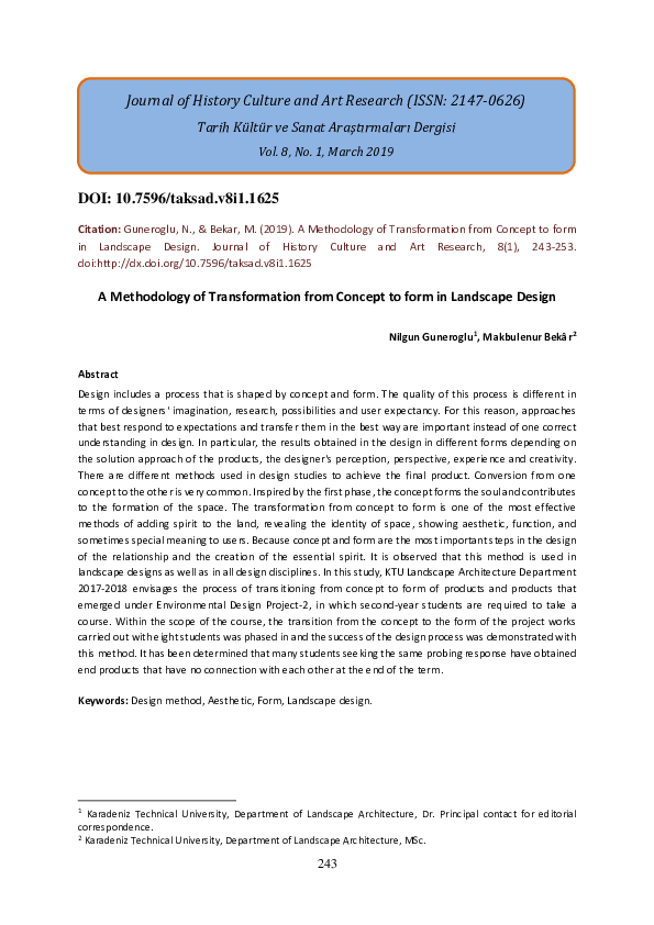 (PDF) A Methodology of Transformation from Concept to form in Landscape ...