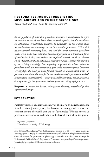 (PDF) Restorative Justice