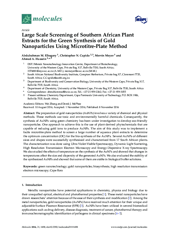 (PDF) Large Scale Screening of Southern African Plant Extracts for the ...