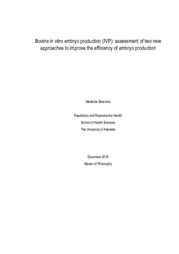 (PDF) Bovine in vitro embryo production (IVP): assessment of two new ...