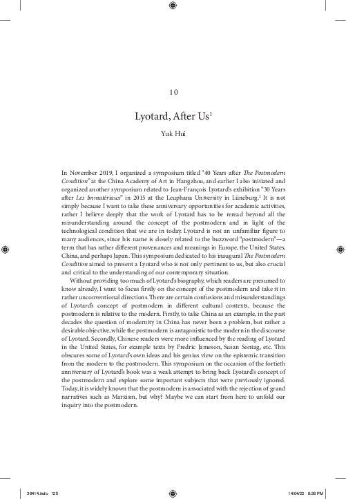 (PDF) Lyotard, after us