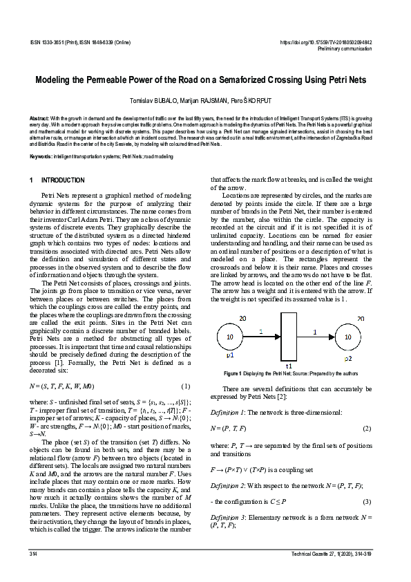 (PDF) Modeling the Permeable Power of the Road on a Semaforized Crossing Using Petri Nets | Pero ...