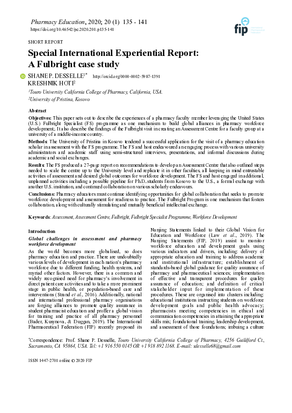 (PDF) Special International Experiential Report: A Fulbright case study