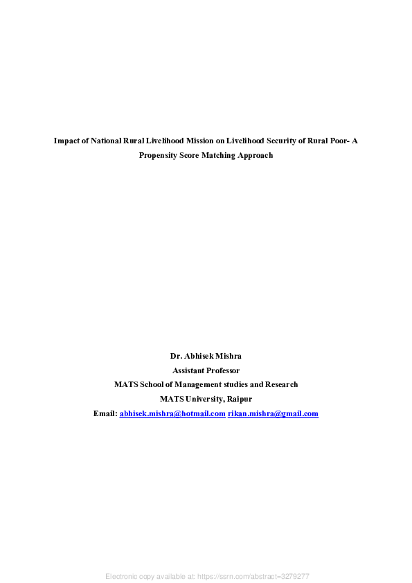 (PDF) Impact of National Rural Livelihood Mission on Livelihood ...
