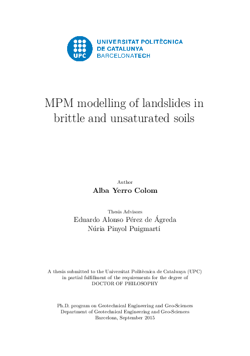 (PDF) MPM modelling of landslides in brittle and unsaturated soils
