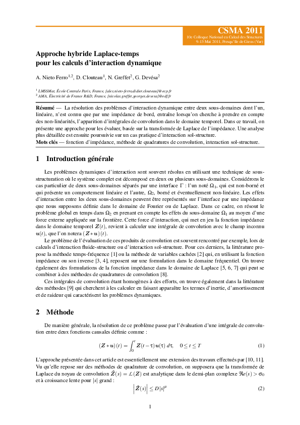 (PDF) Approche hybride Laplace-temps pour les calculs dynamiques d ...