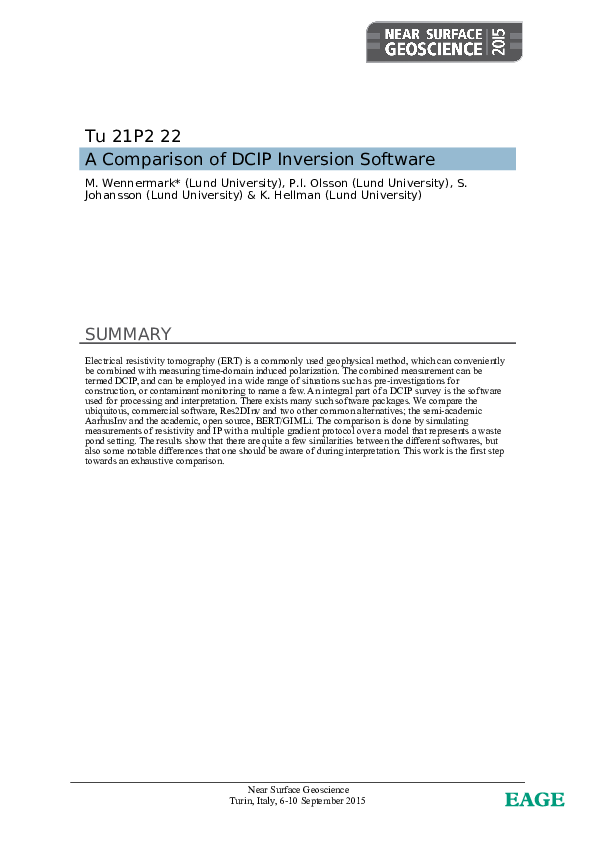 (PDF) A Comparison of DCIP Inversion Software