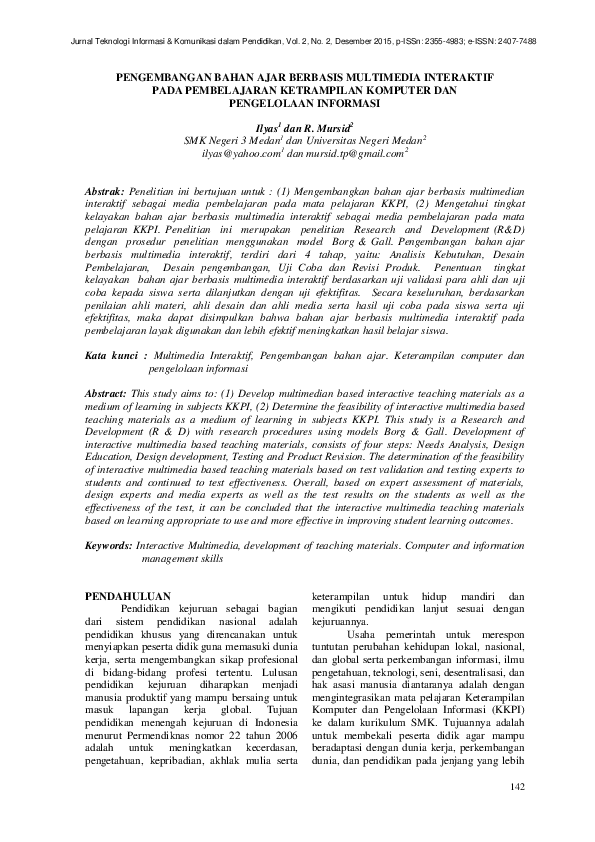 (PDF) Pengembangan Bahan Ajar Berbasis Multimedia Interaktif Pada Pembelajaran Ketrampilan ...