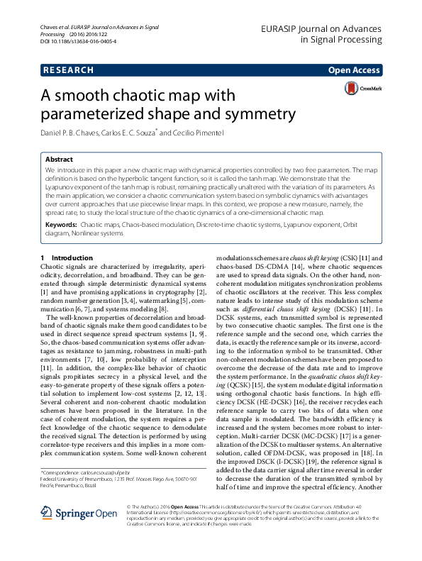 (PDF) A smooth chaotic map with parameterized shape and symmetry