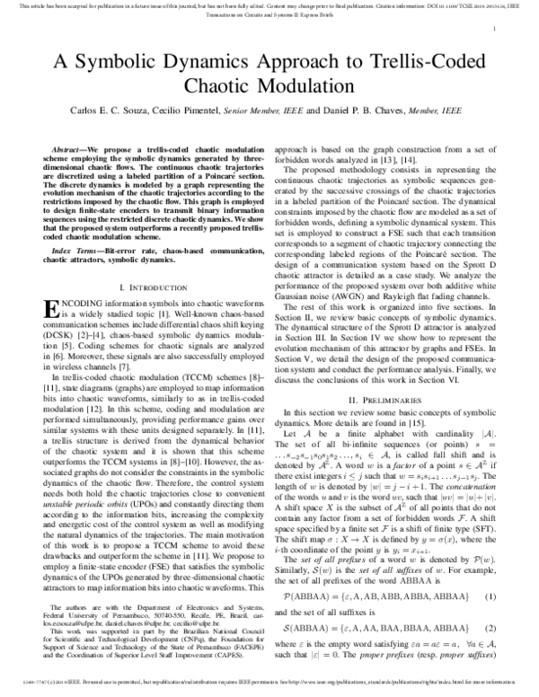 (PDF) A Symbolic Dynamics Approach to Trellis-Coded Chaotic Modulation