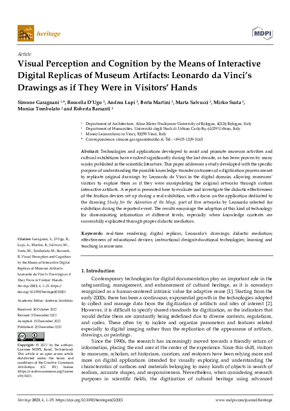 (PDF) Visual Perception and Cognition by the Means of Interactive Digital Replicas of Museum ...