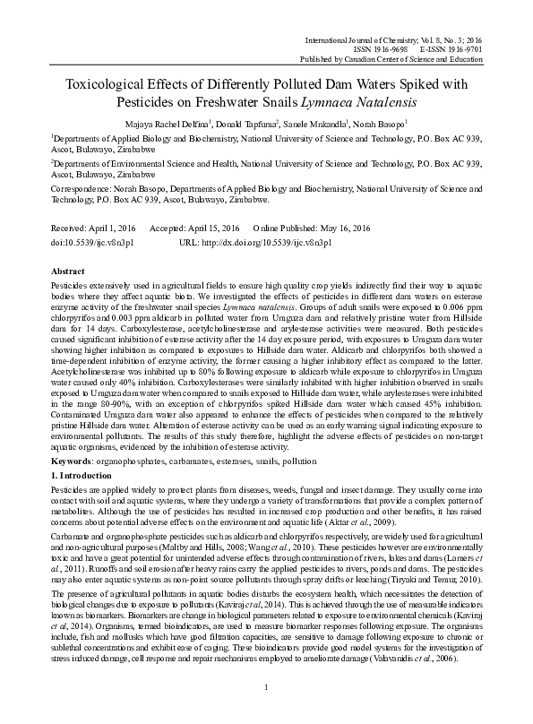 (PDF) Toxicological Effects of Differently Polluted Dam Waters Spiked ...