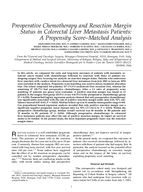 (PDF) Preoperative Chemotherapy and Resection Margin Status in ...