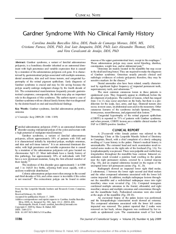(PDF) Gardner Syndrome With No Clinical Family History