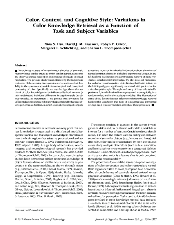 (PDF) Color, context, and cognitive style: variations in color ...