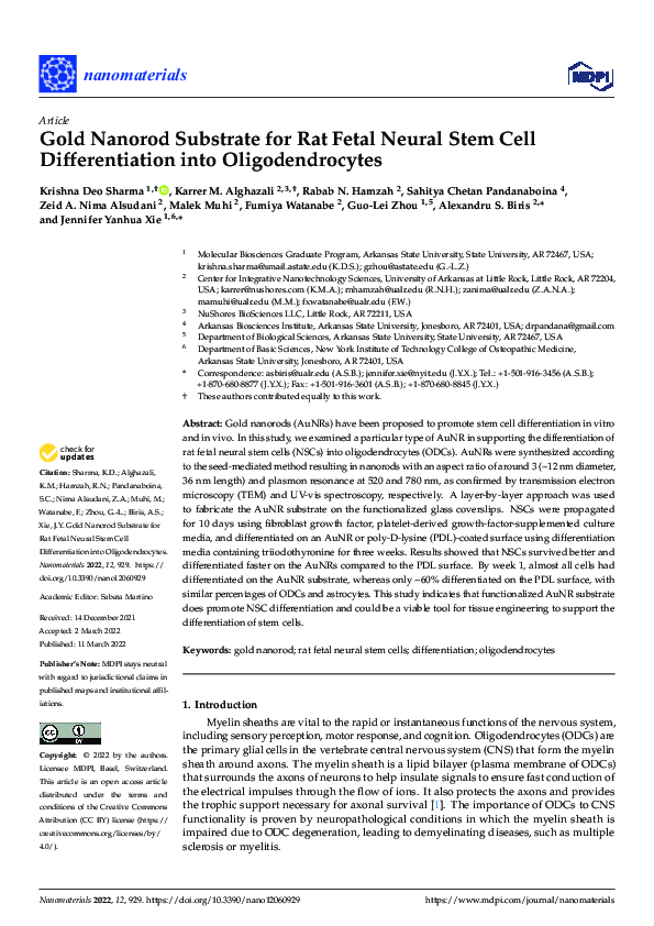 (PDF) Gold Nanorod Substrate for Rat Fetal Neural Stem Cell ...