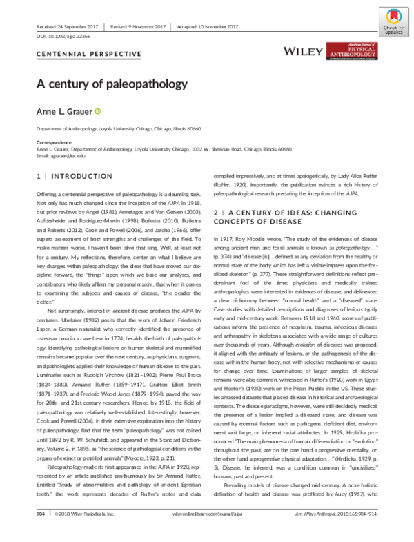 (PDF) A century of paleopathology