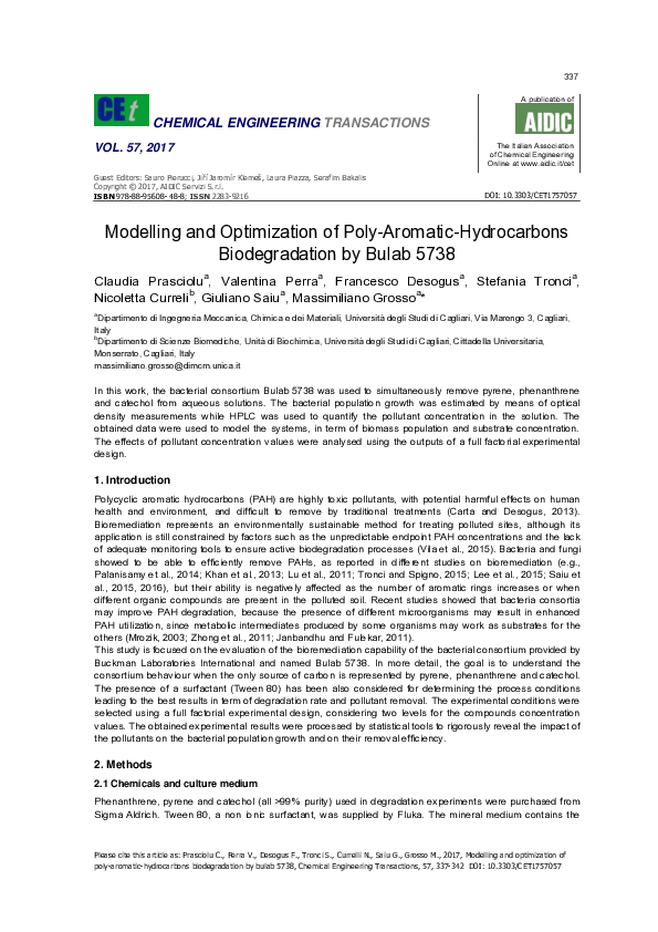 Modelling and optimization of poly-aromatic-hydrocarbons biodegradation ...