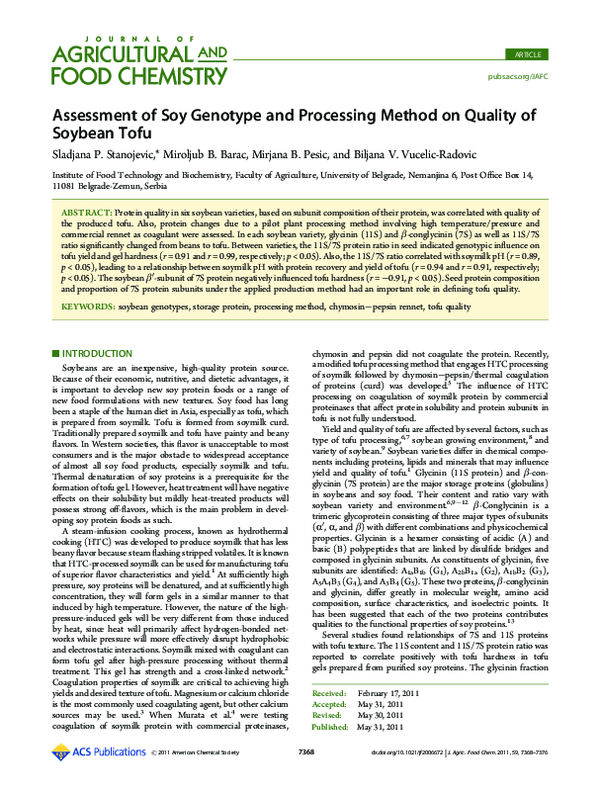 (PDF) Assessment of Soy Genotype and Processing Method on Quality of ...