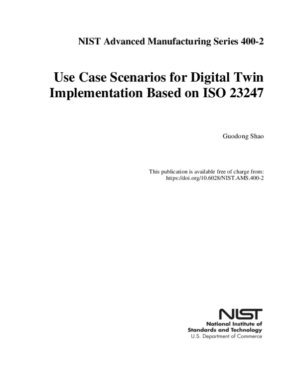 (PDF) Use Case Scenarios for Digital Twin Implementation Based on ISO 23247