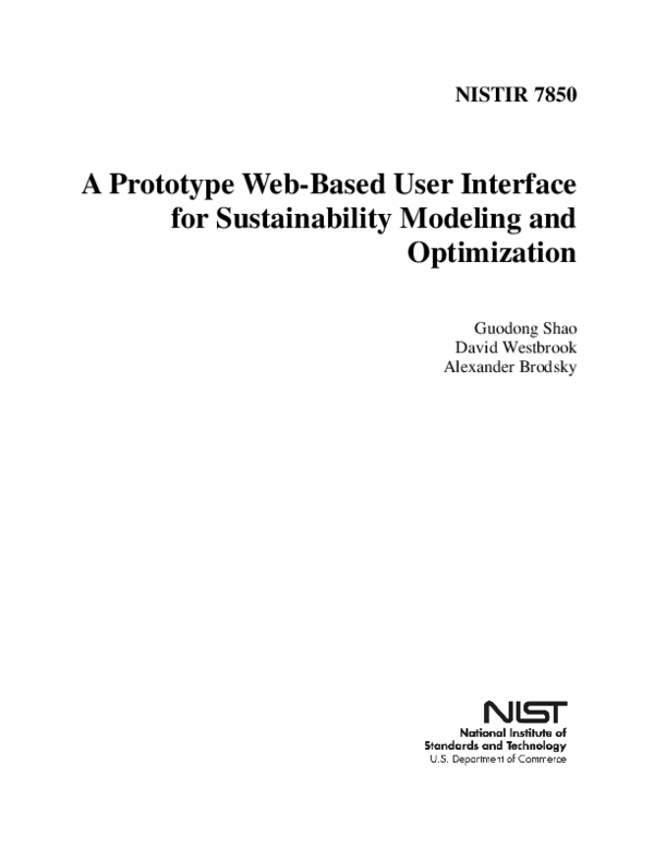 (PDF) A prototype web-based user interface for sustainability modeling and optimization