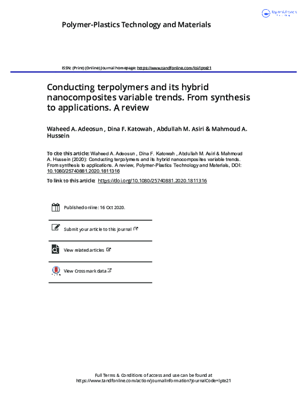 (PDF) Conducting terpolymers and its hybrid nanocomposites variable ...