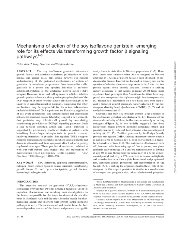 (PDF) Mechanisms of action of the soy isoflavone genistein: emerging ...