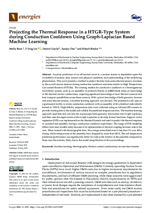 (PDF) Projecting the Thermal Response in a HTGR-Type System during Conduction Cooldown Using ...