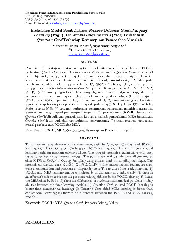 (PDF) Efektivitas Model Pembelajaran Process Oriented Guided Inquiry ...