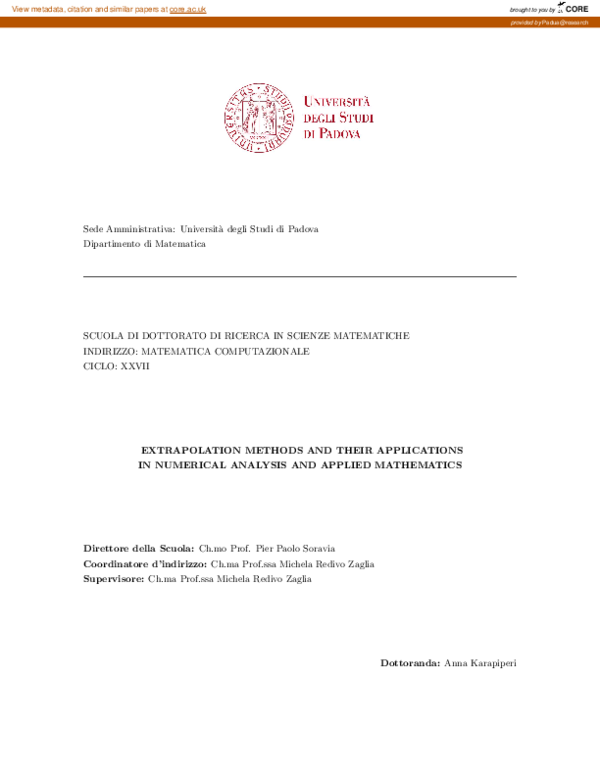Pdf Extrapolation Methods And Their Applications In Numerical Analysis And Applied Mathematics