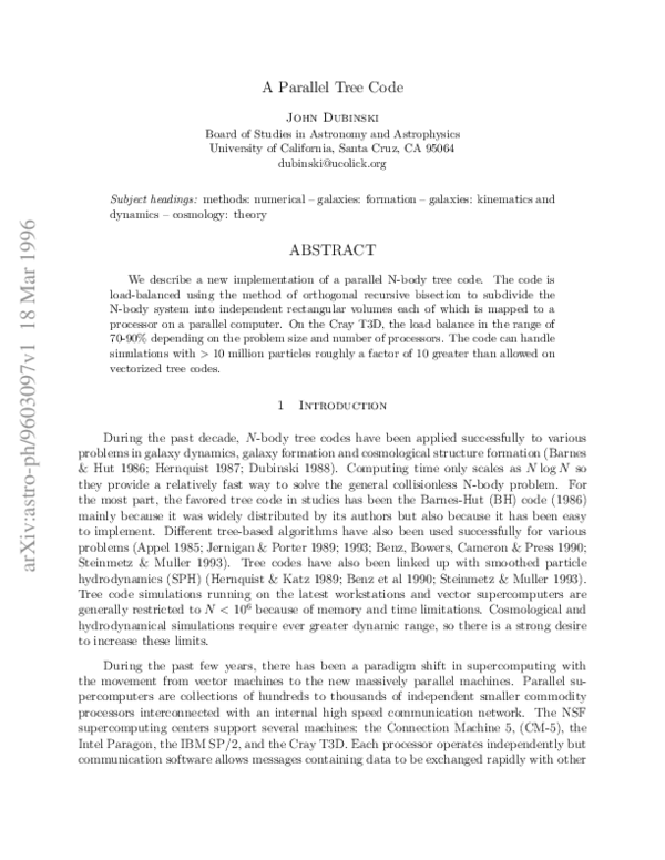 Pdf A Parallel Tree Code 