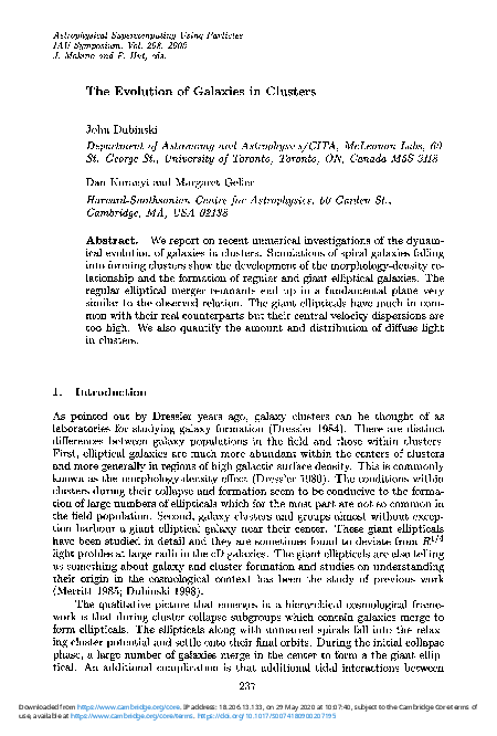 (PDF) The Evolution of Galaxies in Clusters