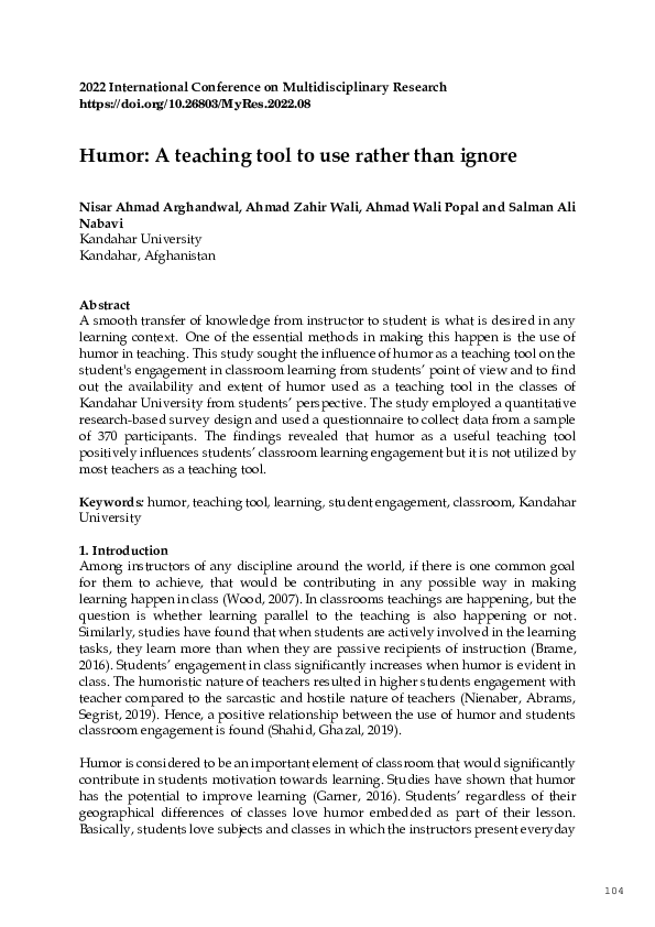 (PDF) Humor: A teaching tool to use rather than ignore