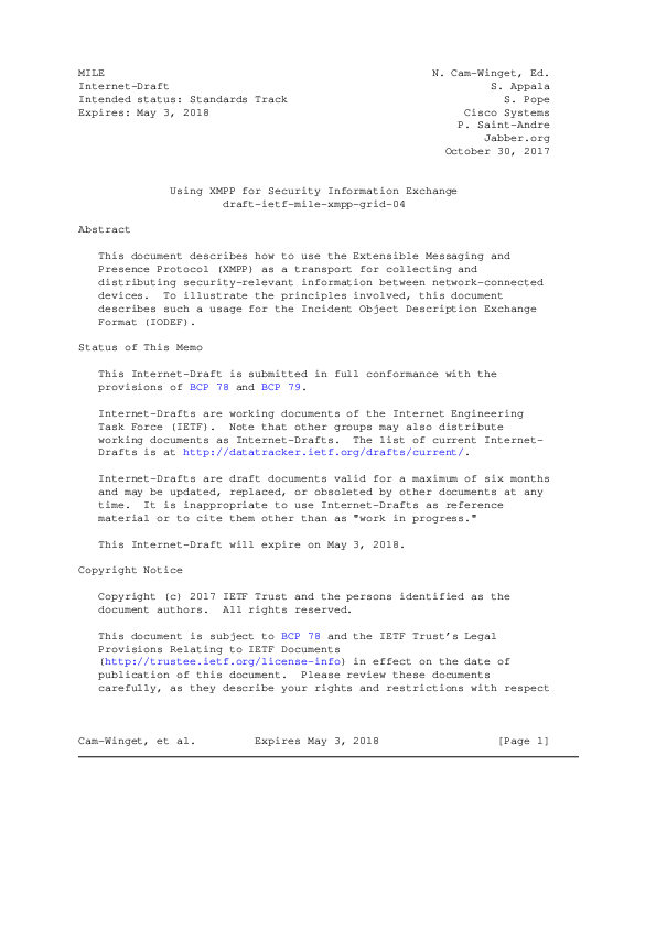 (PDF) Using Extensible Messaging and Presence Protocol (XMPP) for ...