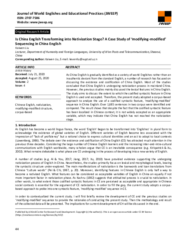 (PDF) Journal of World Englishes and Educational Practices (JWEEP)