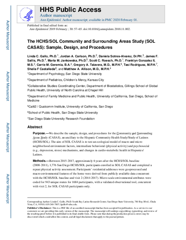 (PDF) The Hispanic Community Health Study/Study of Latinos Community ...