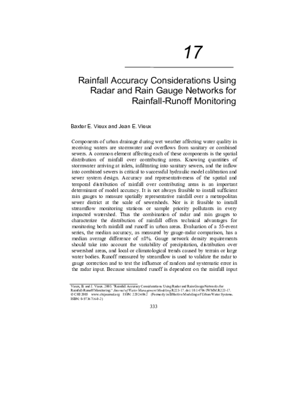 (PDF) Rainfall Accuracy Considerations Using Radar and Rain Gauge Networks for Rainfall-Runoff ...