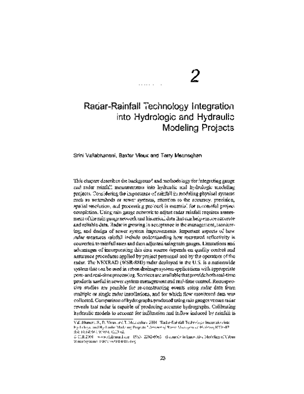 (PDF) Radar-Rainfall Technology Integration into Hydrologic and Hydraulic Modeling Projects