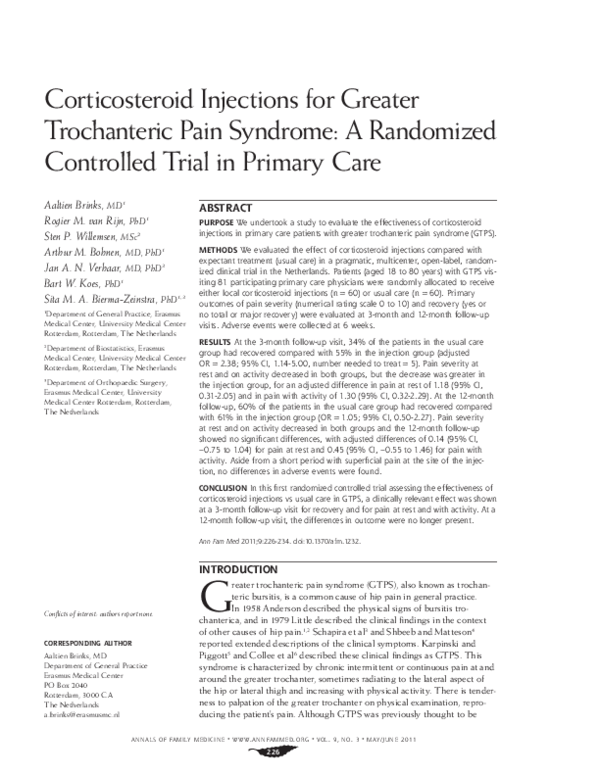 (PDF) Corticosteroid Injections for Greater Trochanteric Pain Syndrome ...