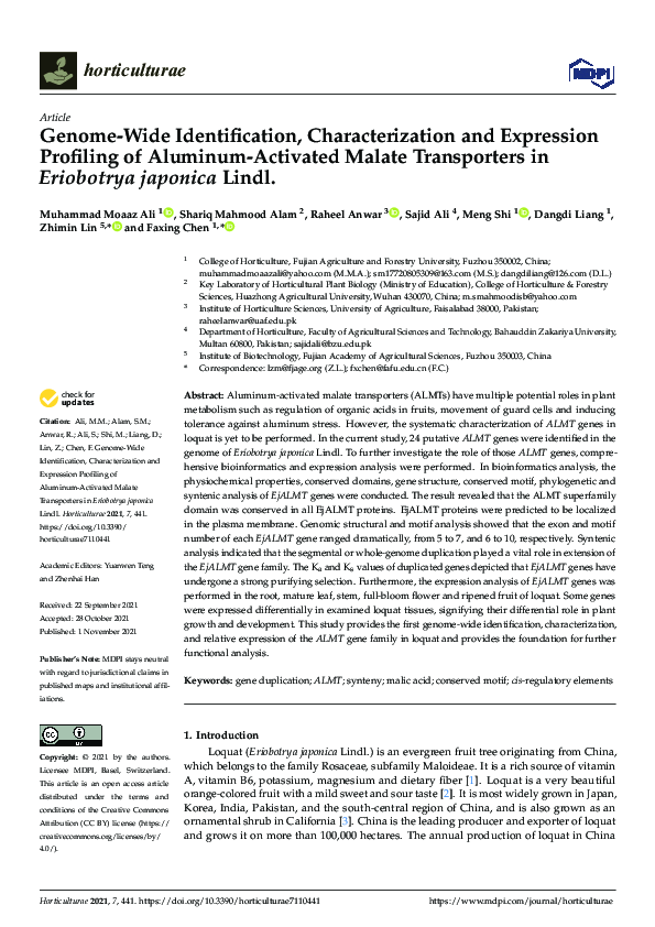 (PDF) Genome-Wide Identification, Characterization and Expression Profiling of Aluminum ...