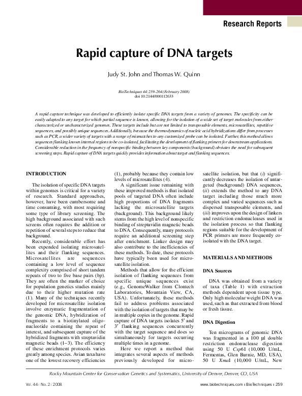 (PDF) Rapid capture of DNA targets