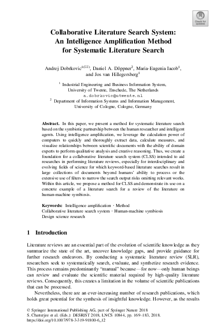 (PDF) Collaborative Literature Search System: An Intelligence ...