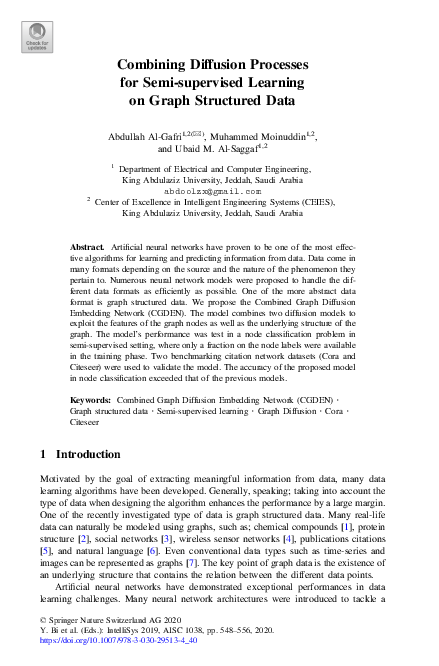 (PDF) Combining Diffusion Processes for Semi-supervised Learning on Graph Structured Data