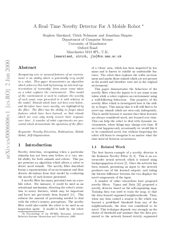 (PDF) A real-time novelty detector for a mobile robot