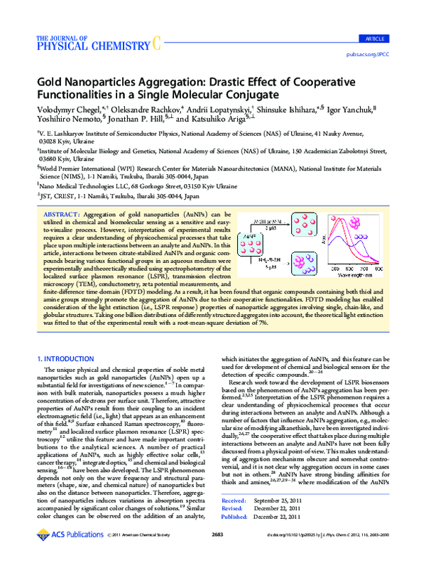 (PDF) Gold Nanoparticles Aggregation: Drastic Effect of Cooperative ...