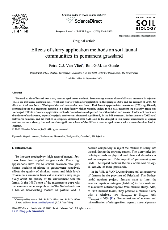 (PDF) Slurry Application Methods Impact on Soil Fauna in Grasslands