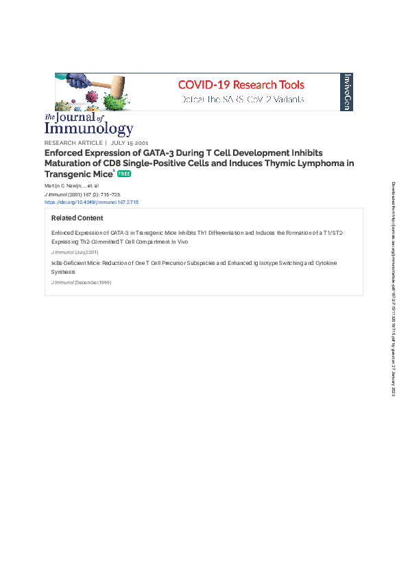 Enforced Expression of GATA-3 During T Cell Development Inhibits ...