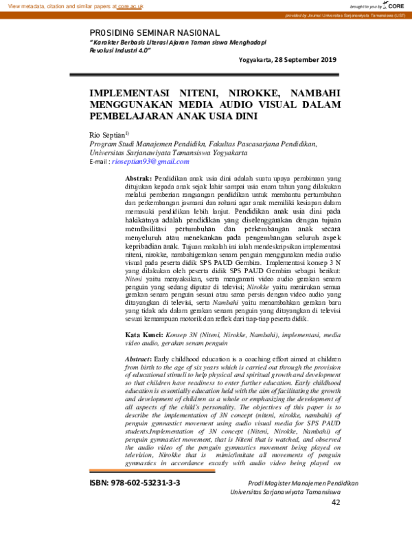 (PDF) Implementasi Niteni, Nirokke, Nambahi Menggunakan Media Audio ...