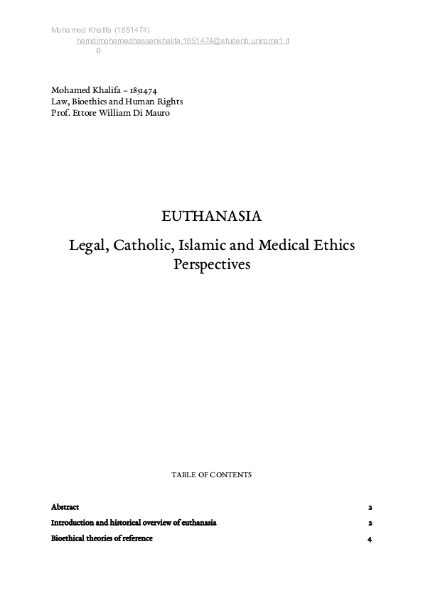 (DOC) EUTHANASIA: Legal, Religious, and Medical Ethics Perspectives