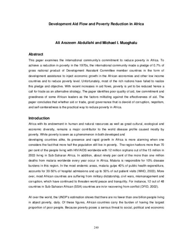 (PDF) Development Aid Flow and Poverty Reduction in Africa